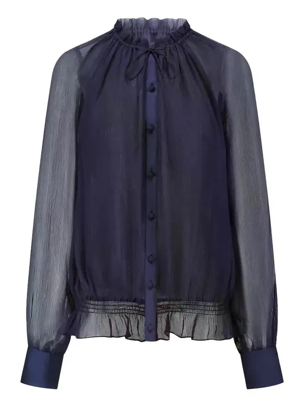 OUDE WAAG Ruffled Silk Shirt - Blue