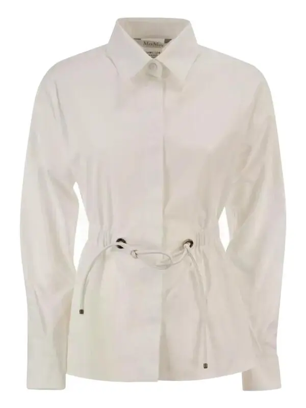 Max Mara Poplin Shirt With Elasticated Drawstring - White