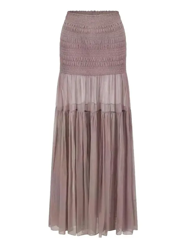 OUDE WAAG Shirred Tiered Maxi Skirt - Pink