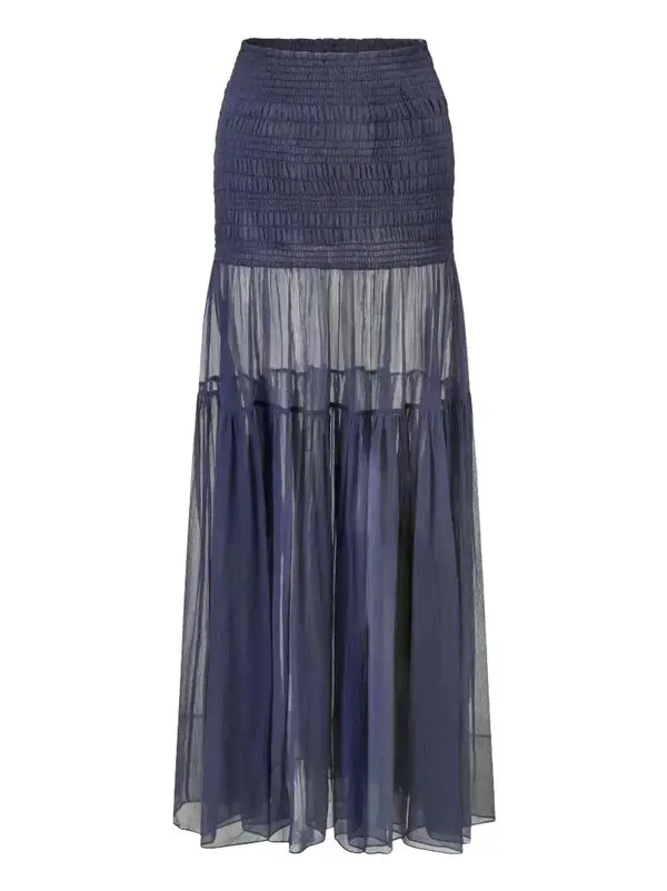 OUDE WAAG Shirred Tiered Maxi Skirt - Blue
