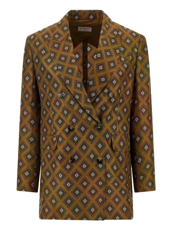 Alberto Biani Silk Double-breasted Blazer - Brown