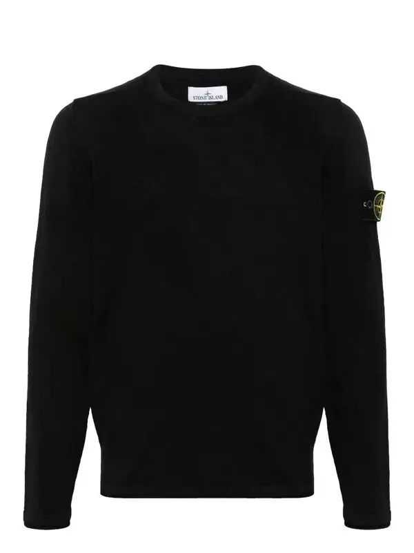 Stone Island Logo Crew-neck Sweater - Black
