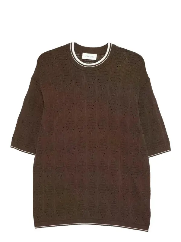 LANEUS Openwork T-shirt - Brown