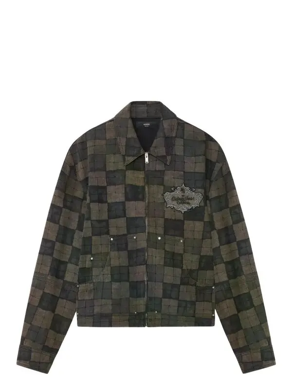 Amiri Checked Denim Jacket - Brown