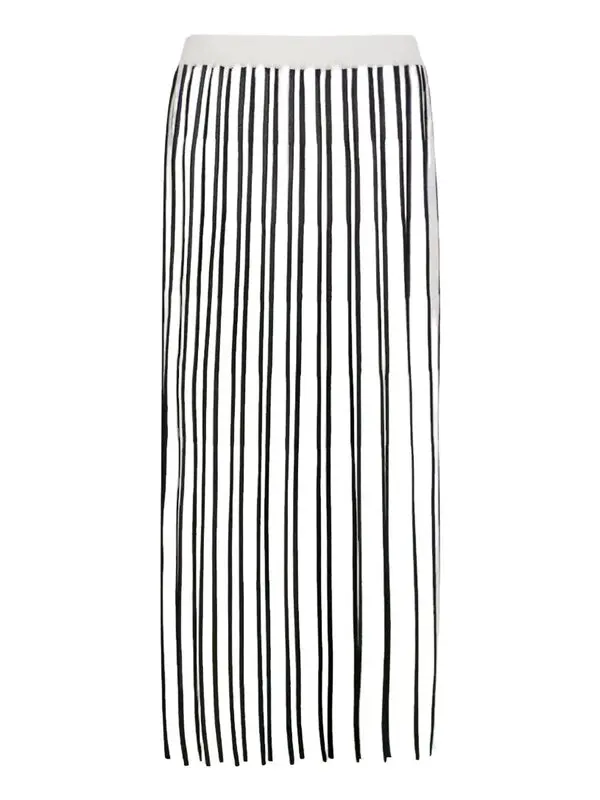 GRAN SASSO Striped Midi Skirt - White