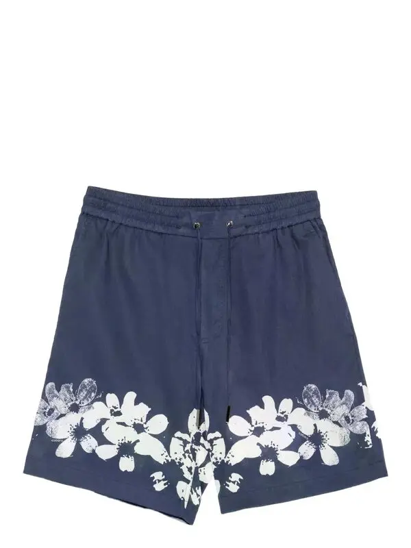 Iceberg Floral Print Drawstring Shorts - Blue