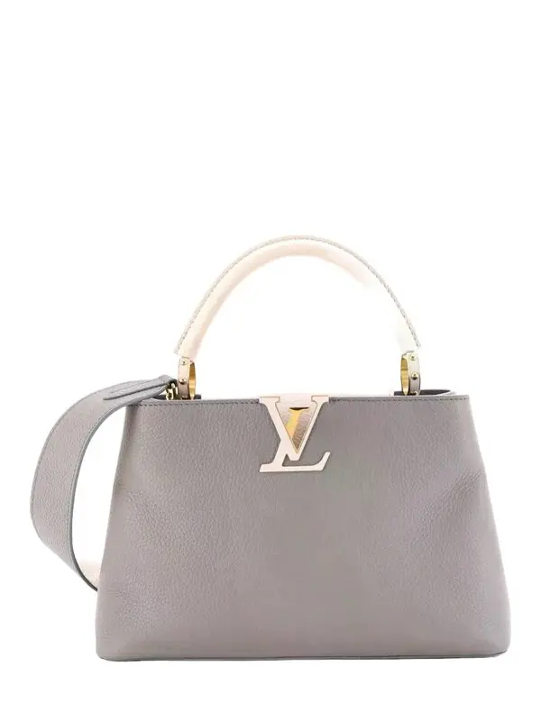 LOUIS VUITTON Capucines Leather Pm Satchel - Grey
