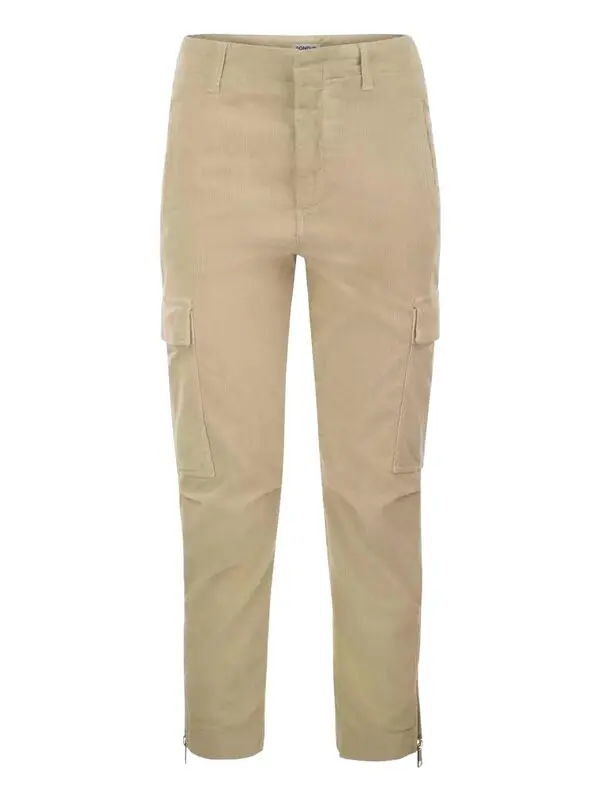 DONDUP Eve Velvet Cargo Trousers - Neutrals