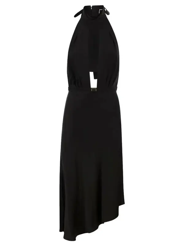 Elisabetta Franchi Asymmetric Scarf Midi Dress - Black