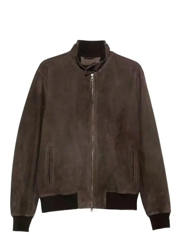 Boglioli Leather Zip Jacket - Brown