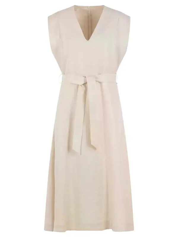 GLANSHIRT Lia V-neck Tie Dress - Neutrals