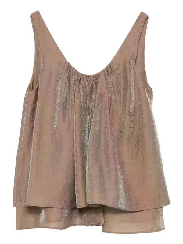 ELEH Sleeveless Tiered Top - Brown
