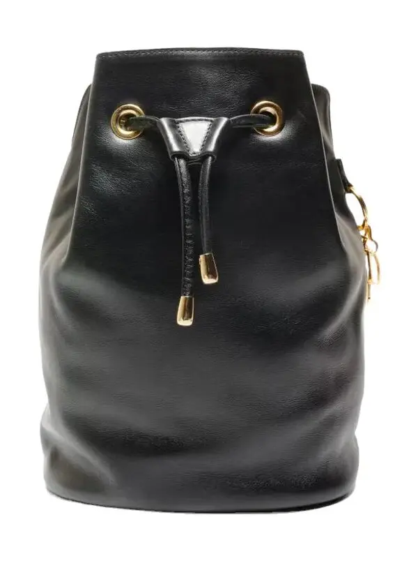 Dior 1980s Drawstring Leather Backpack - Black