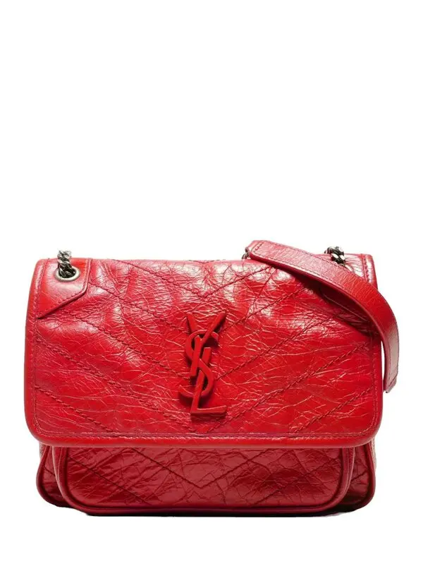 Saint Laurent 2018 Quilted Chain Cross Body Bag - Red