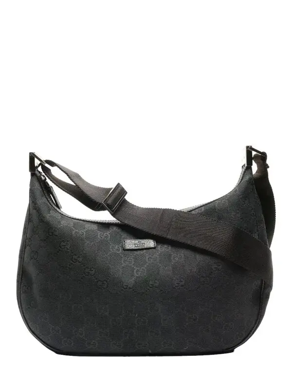 Gucci Gg Canvas Half Moon Shoulder Bag - Black