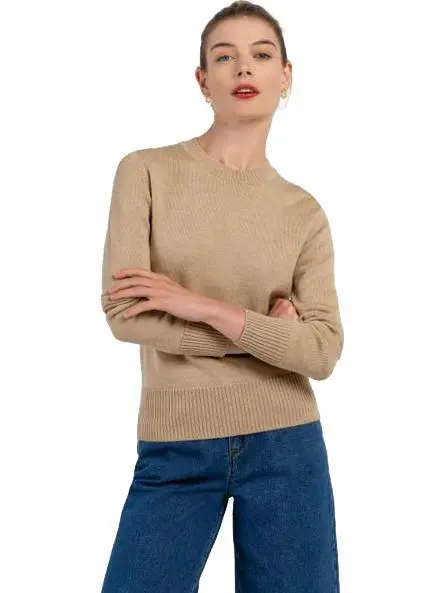 KETTLEWELL Minna Long Sleeve Crew Neck Sweater - Soft Camel