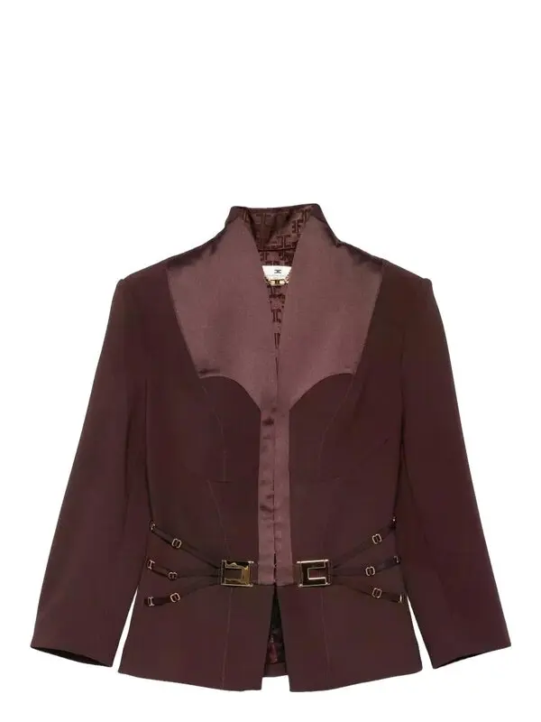Elisabetta Franchi Fitted Jacket With Buckle Detail - Brown