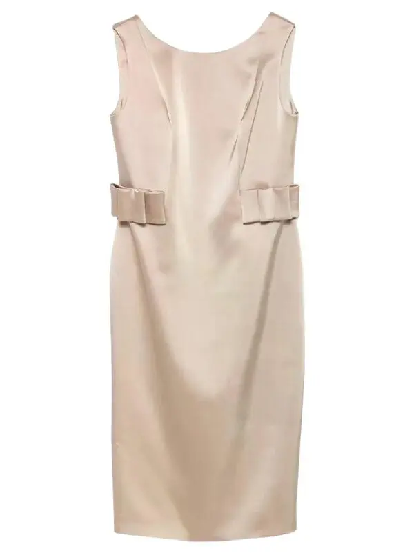 FELY CAMPO Bow-embellishment Midi Dress - Neutrals