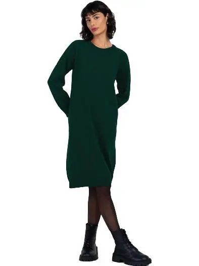 KETTLEWELL Crew Neck Merino Wool Knitted Dress - Pine