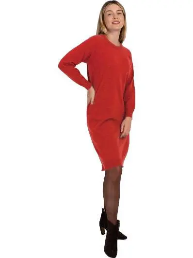 KETTLEWELL Crew Neck Merino Wool Knitted Dress - Vermillion