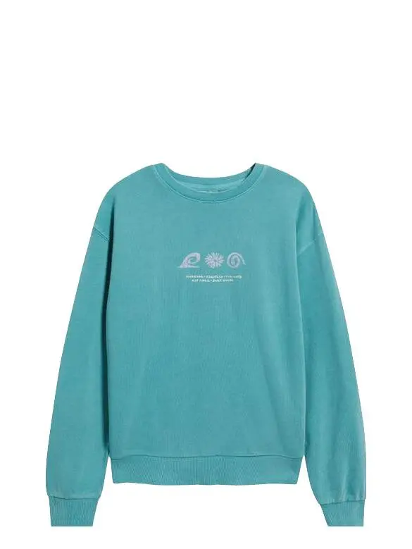 Rip Curl Sunset Surf Relaxed Cotton Graphic Sweatshirt - Dusty Turquoise