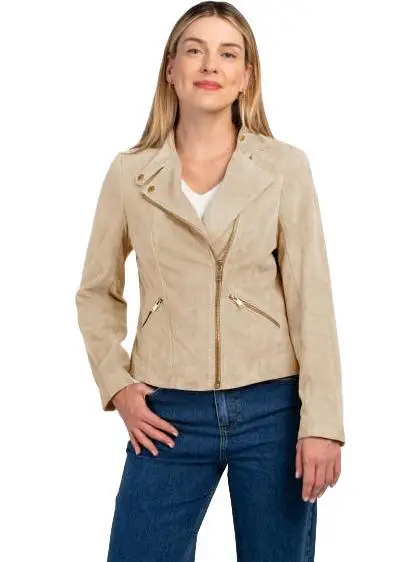 KETTLEWELL Suede Biker Jacket - Champagne