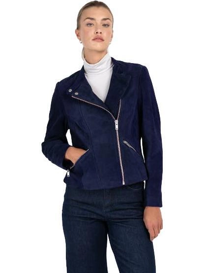 KETTLEWELL Suede Biker Jacket - Navy