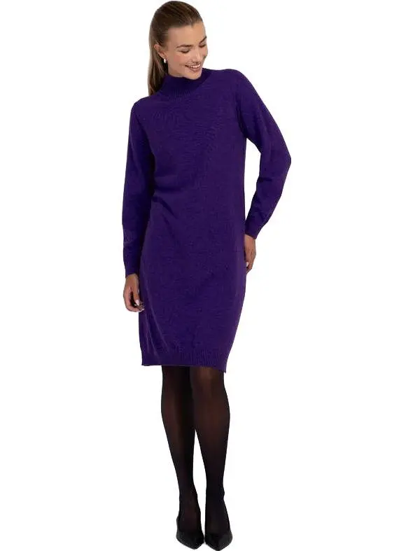 KETTLEWELL Turtle Neck Merino Wool Knitted Dress - Cosmos Purple