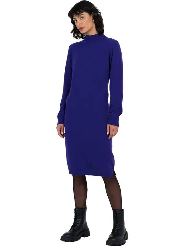 KETTLEWELL Turtle Neck Merino Wool Knitted Dress - Sapphire