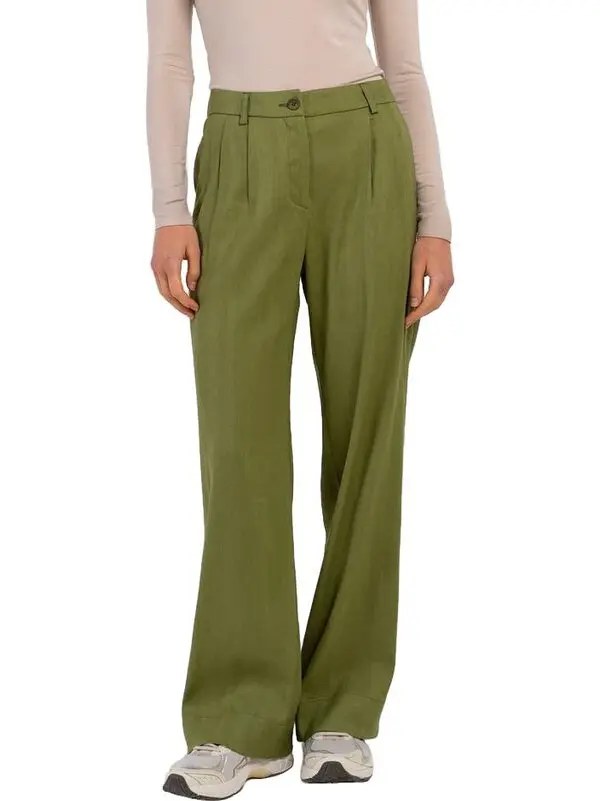 KETTLEWELL Iona Linen Wide-leg Pants - Olive