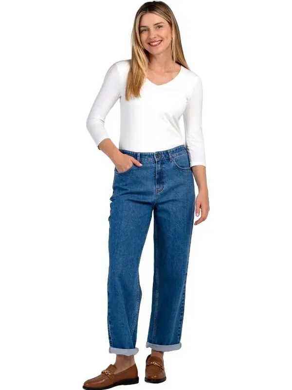 KETTLEWELL Darla Boyfriend Mid Rise Jeans - Mid Blue