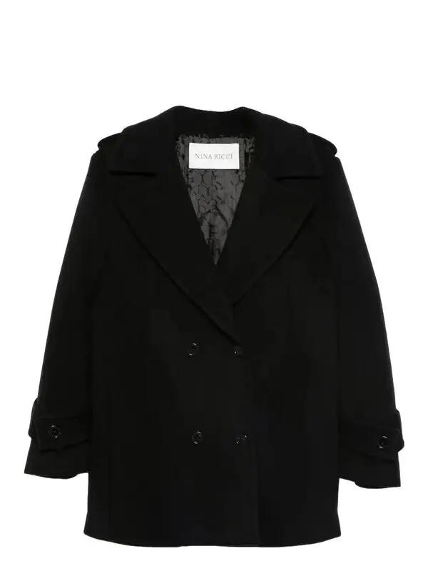 Nina Ricci Double-breasted Reefer Coat - Black