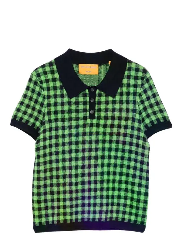 Guest In Residence Shrunken Checked Polo Top - Green