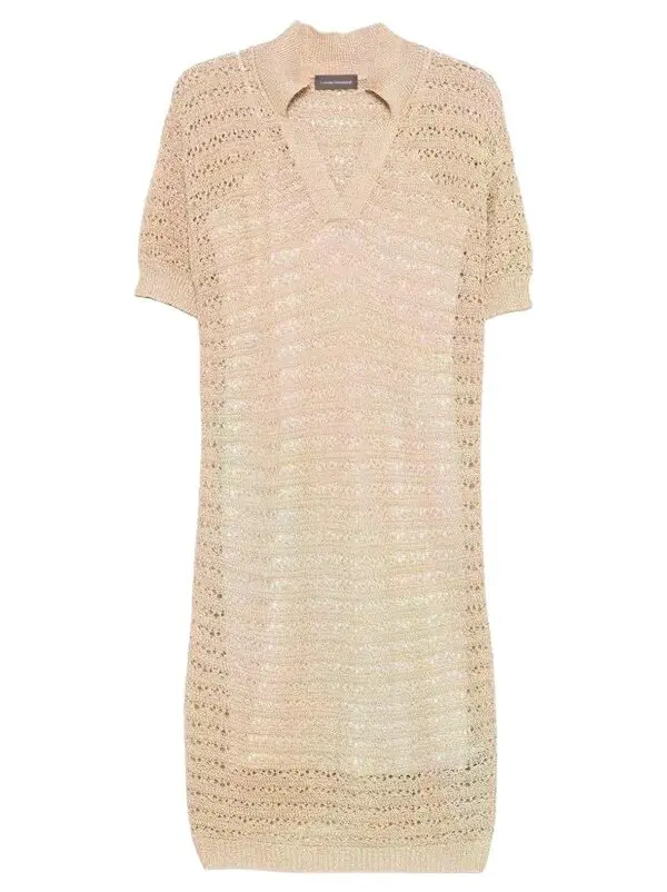 Lorena Antoniazzi V-neck Open-knit Dress - Neutrals