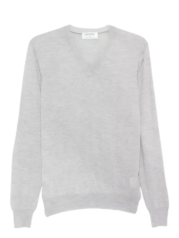 GRAN SASSO V-neck Long Sleeve Sweater - Grey