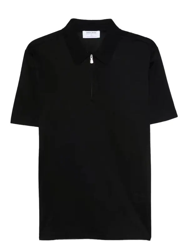 GRAN SASSO Zip-up Polo Shirt - Black
