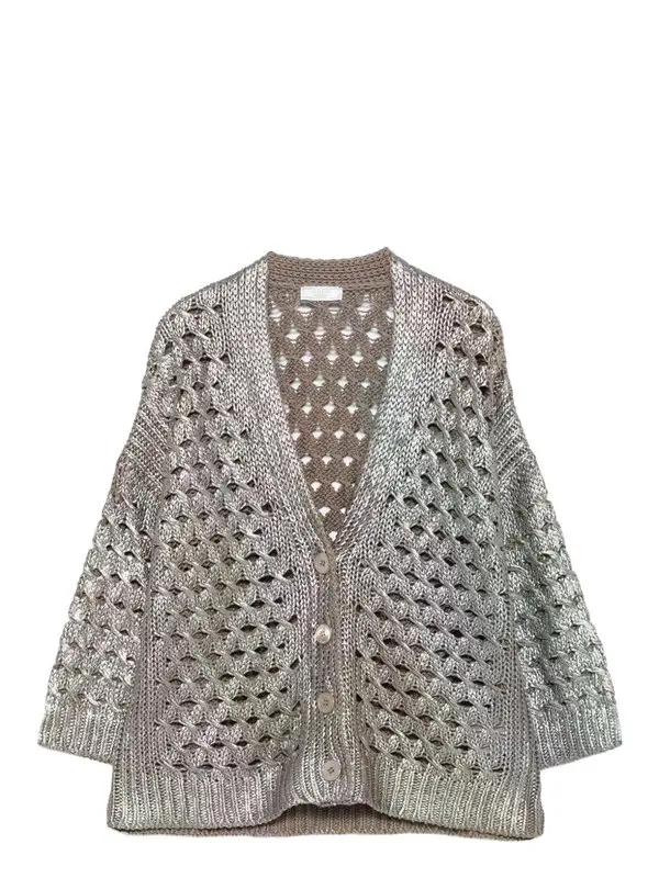 Peserico Button Crochet Cardigan - Silver