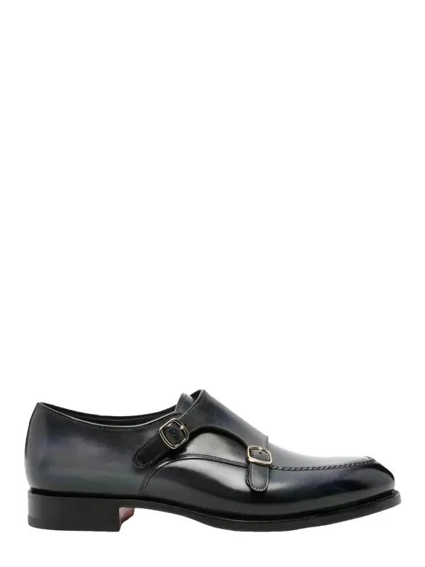 Santoni Leather Monk Shoes - Blue