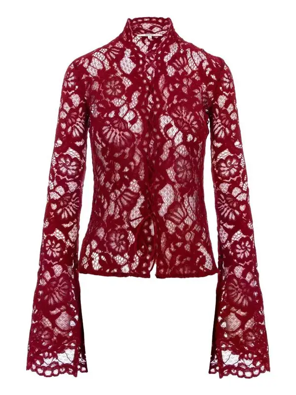 MANURI Floral Lace Blouse - Red