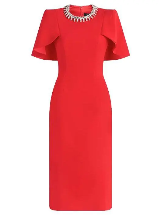 Jenny Packham Thalia Midi Dress - Flame Red