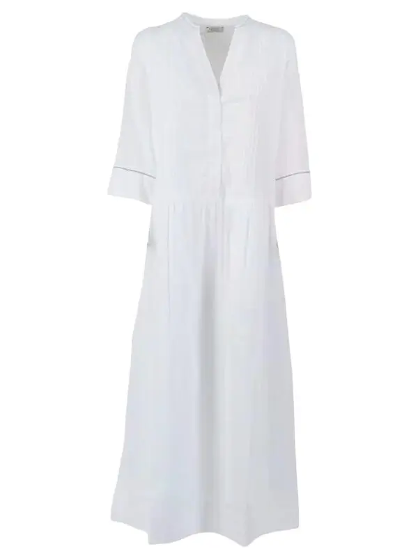 Peserico Pintuck V-neck Dress - White