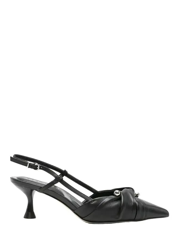 APEPAZZA Glow Knotted Leather Pumps - Black
