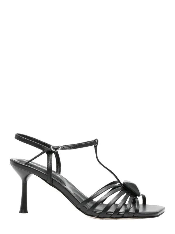 APEPAZZA Aster T-strap Leather Sandals - Black