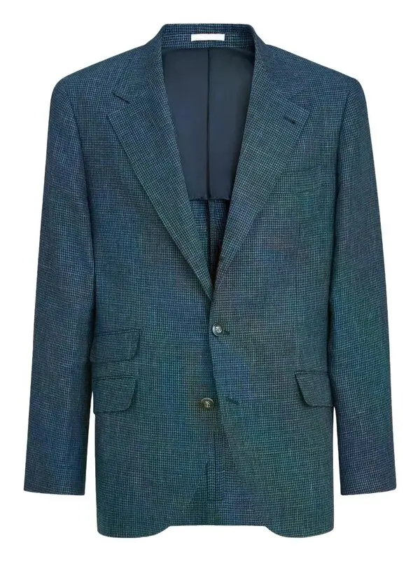 Brunello Cucinelli Houndstooth Single-breasted Blazer - Blue