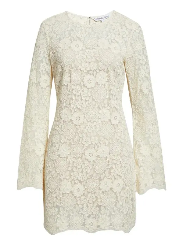 Veronica Beard Teresia Long Sleeve Lace Minidress - Dove