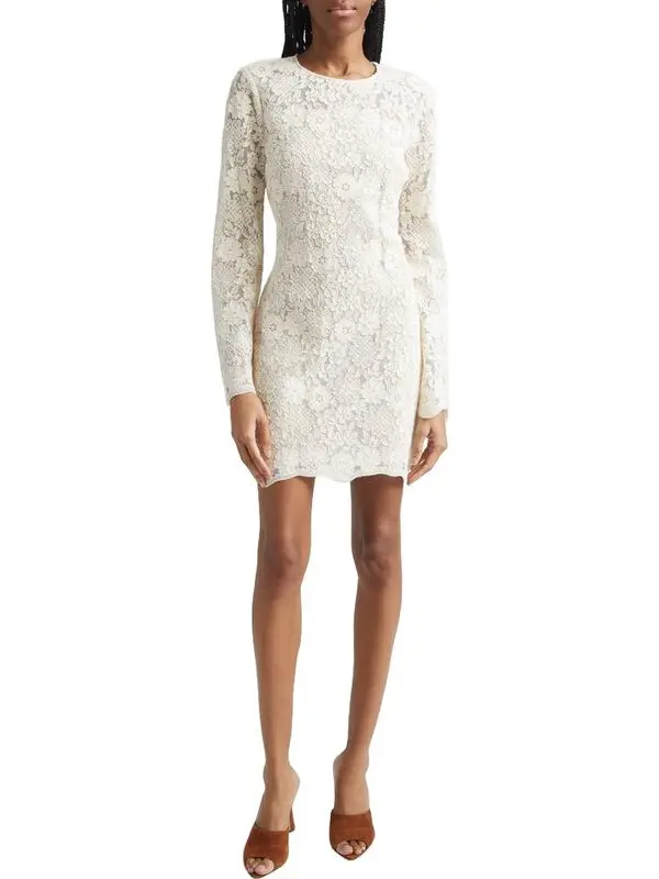 Veronica Beard Teresia Long Sleeve Lace Minidress - Dove