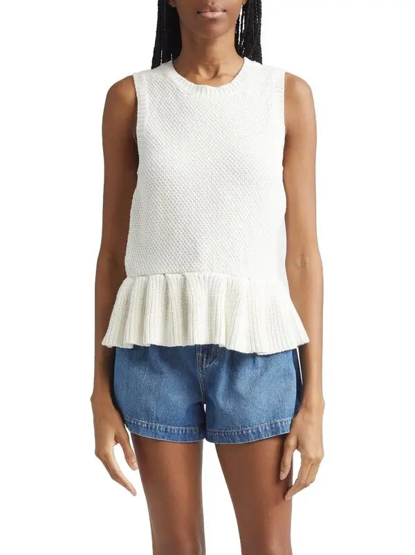 Veronica Beard Nemyah Peplum Tank Sweater - Dove