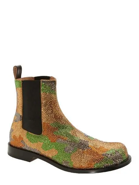 JW Anderson Camo Crystal Studded Chelsea Boot - Military Green Multi