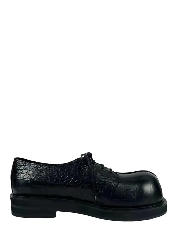 NO IDEA Crocodile Texture Lace-up Loafers - Black