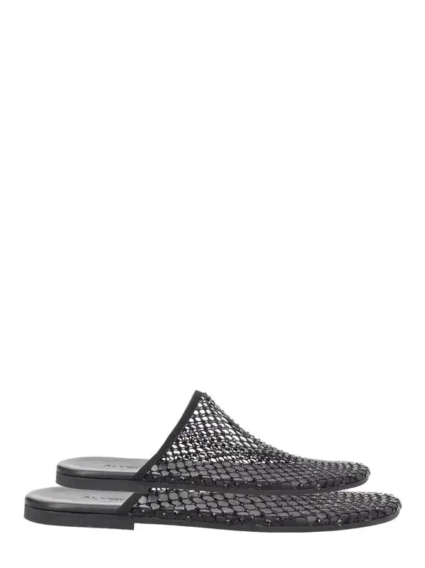 ALYSI Mesh Embellished Flat Mules - Black